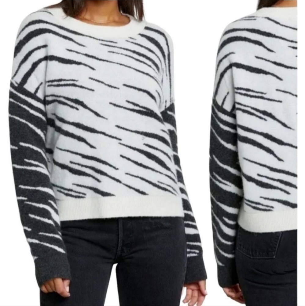 Rails Lana Abstract Tiger Cashmere Wool Blend Sweater - Gem